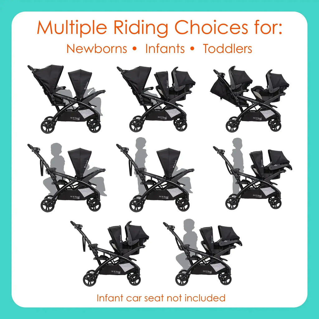 Sit N' Stand® Double 2.0 Stroller - Double Seats/Stand Board – Baby Trend
